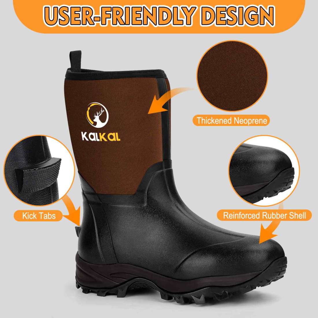 Mid-Calf Rubber Farm Boots for Men and Women - Waterproof