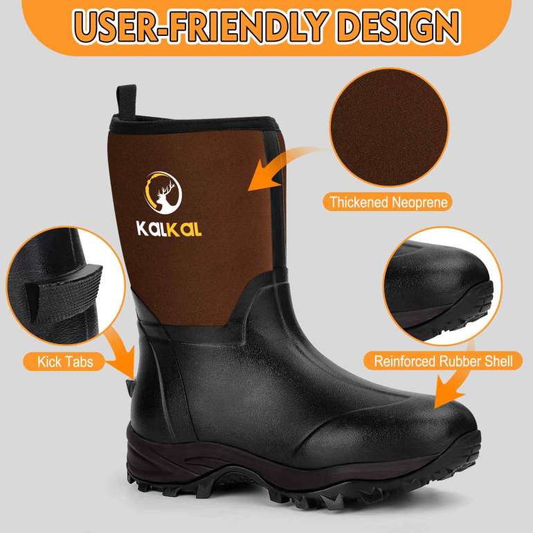 Mid-Calf Rubber Farm Boots for Men and Women - Waterproof