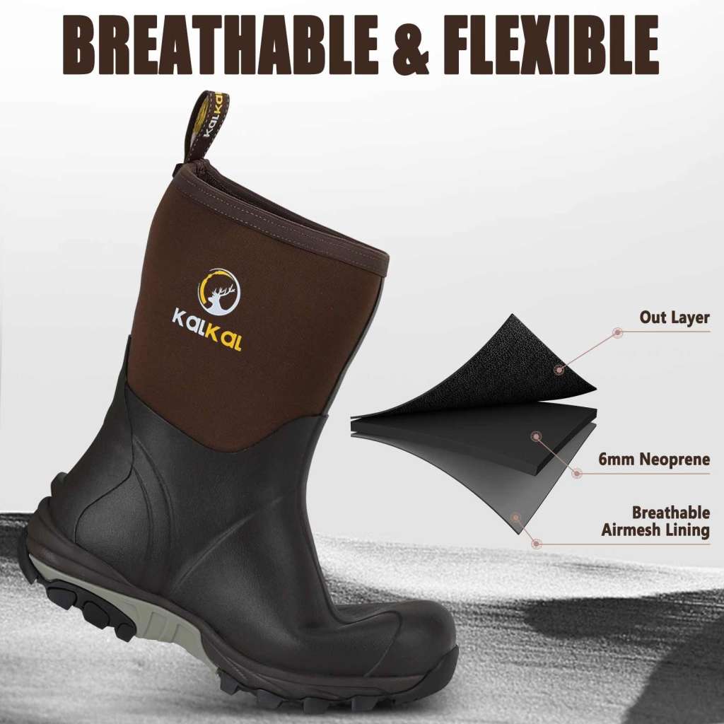Kalkal Calf High Farming Rubber Boots - Waterproof + EVA Midsole