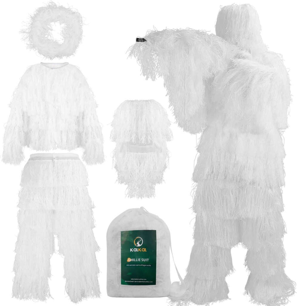 Kalkal 5-Piece Snow Ghillie Suit | White Hunting Snow Suit