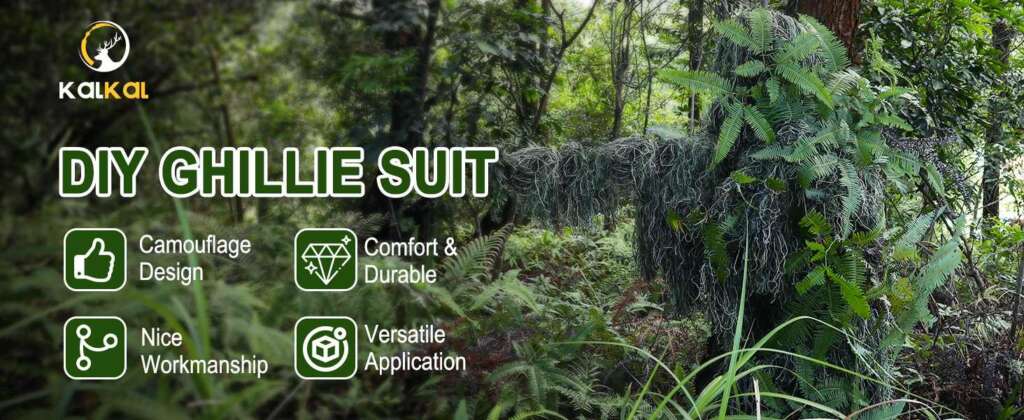 5 Piece Woodland Ghillie Suit, DIY Leaf Suit for Hunting - Kalkal