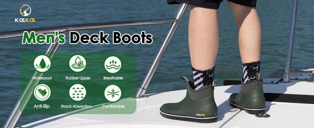 Men's 6 In Waterproof Deck Boots, Fishing Boots High Traction