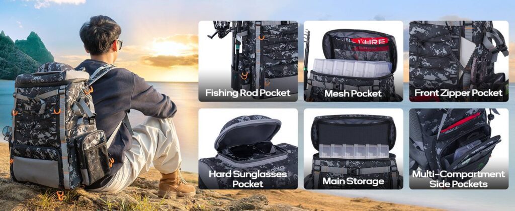44L Waterproof Fishing Backpack With Rod Holders - Kalkal